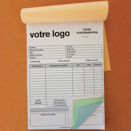 Carnet de bons d’intervention personnalisé - Imprimez avec votre Logo